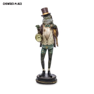 Frog Figurine With Clock 18 Green Frog Sculpture With - Etsy