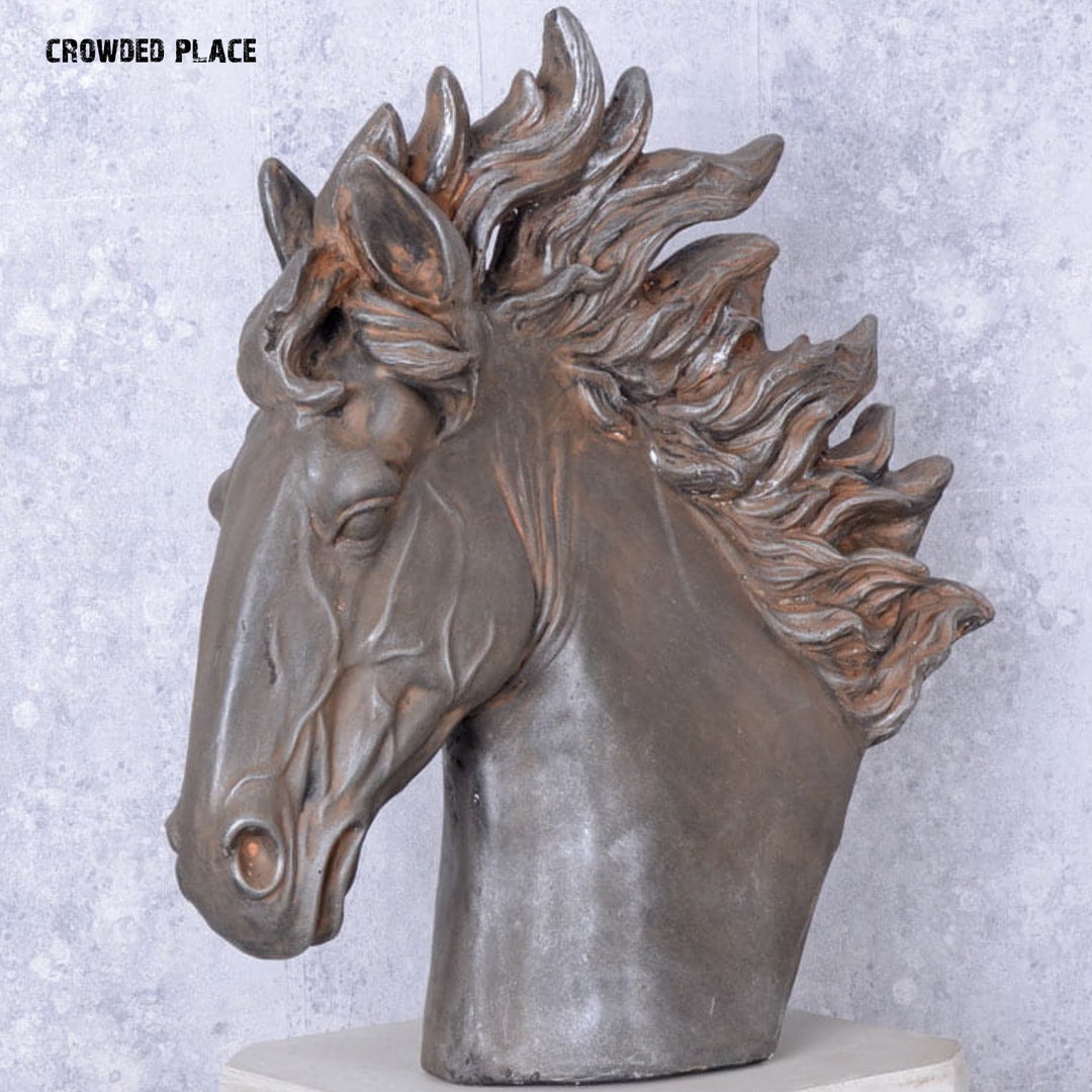 Gray Horse Head Sculpture: Antique Style Home Decor (22.44" Inch) - Etsy