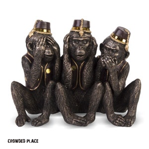 Three Wise Monkeys Statue 7", Animal Figurine, Monkey Sculpture, Monkey ...