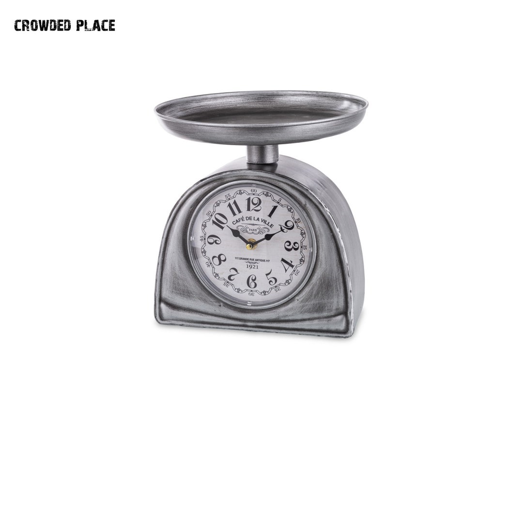 Silver Retro Kitchen Scale Clock: Rustic Tabletop Decor - Etsy