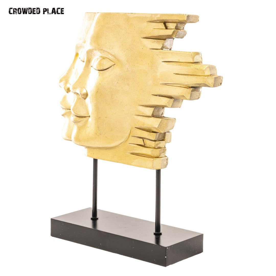 12 Gold Faces Decore on Base, Handmade Double Face Mask, Decorative ...