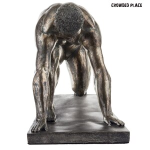 13" Black Gold Athlete Sprinter, Sculpture Runner, Marathon Running ...