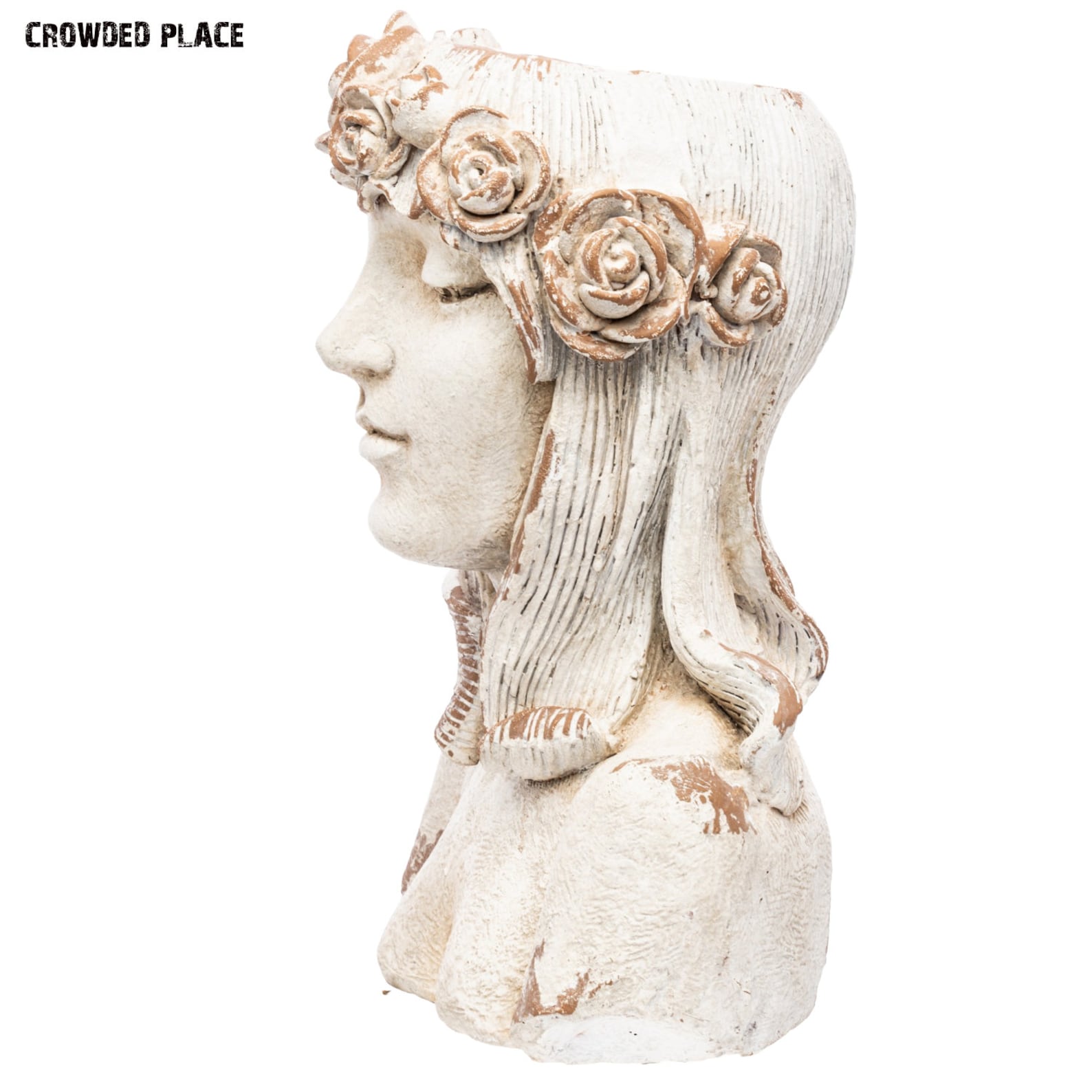 Lady Head Planter: Polystone Woman Sculpture, Garden Decor (18.5" Tall ...