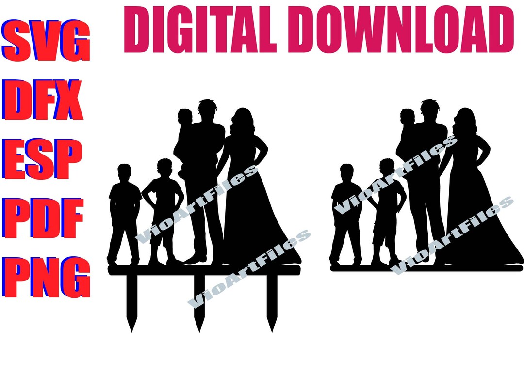 SVG /DFX /PNG Esp Pdf Cutting Files for Wedding Cake Topper Silhouette ...