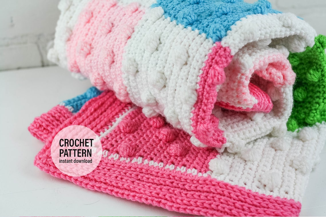 CROCHET PATTERN X Bobble Crochet Baby Blanket, English PDF Pattern Only ...