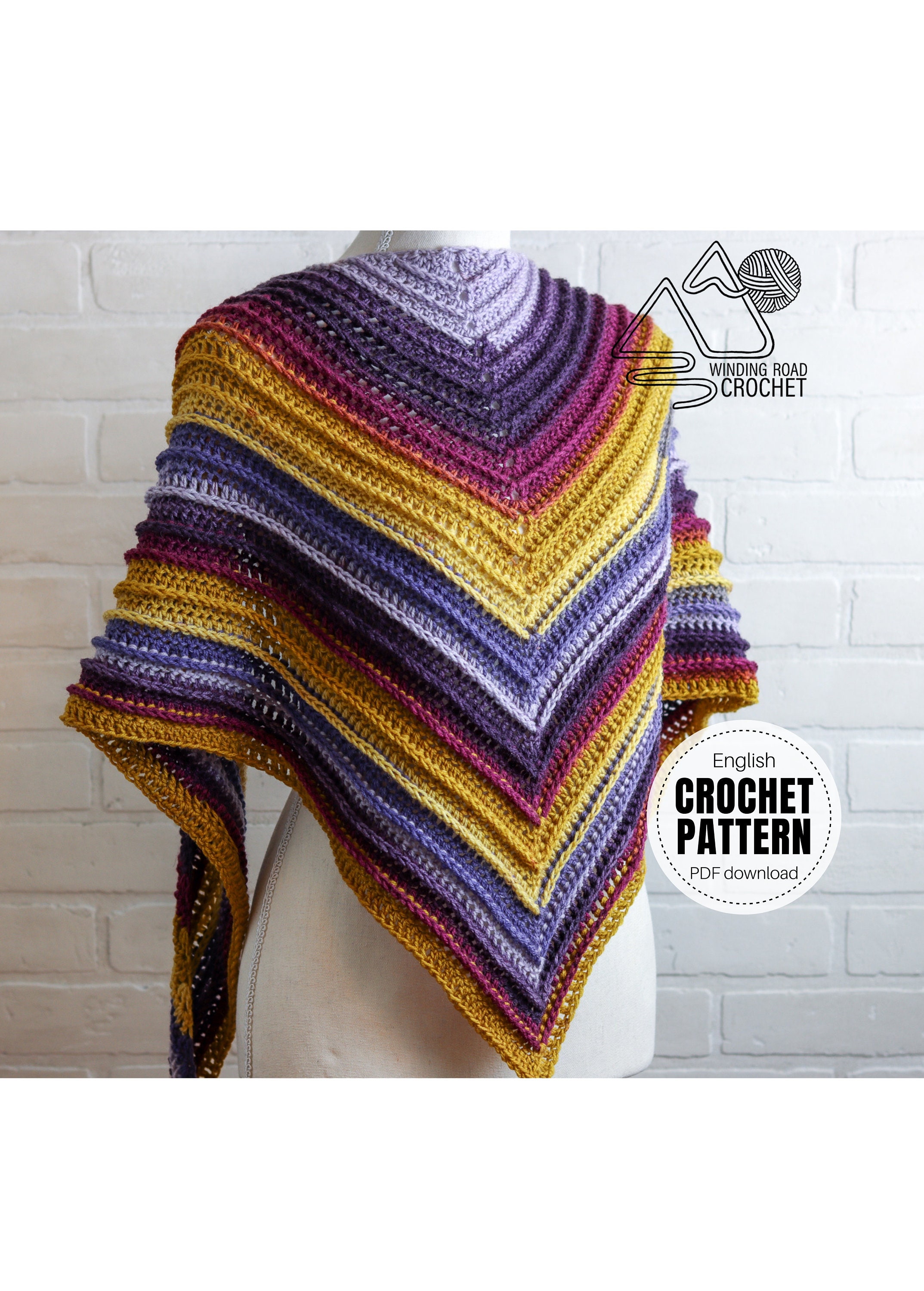 CROCHET PATTERN X Crochet Triangle Shawl Pattern English PDF - Etsy
