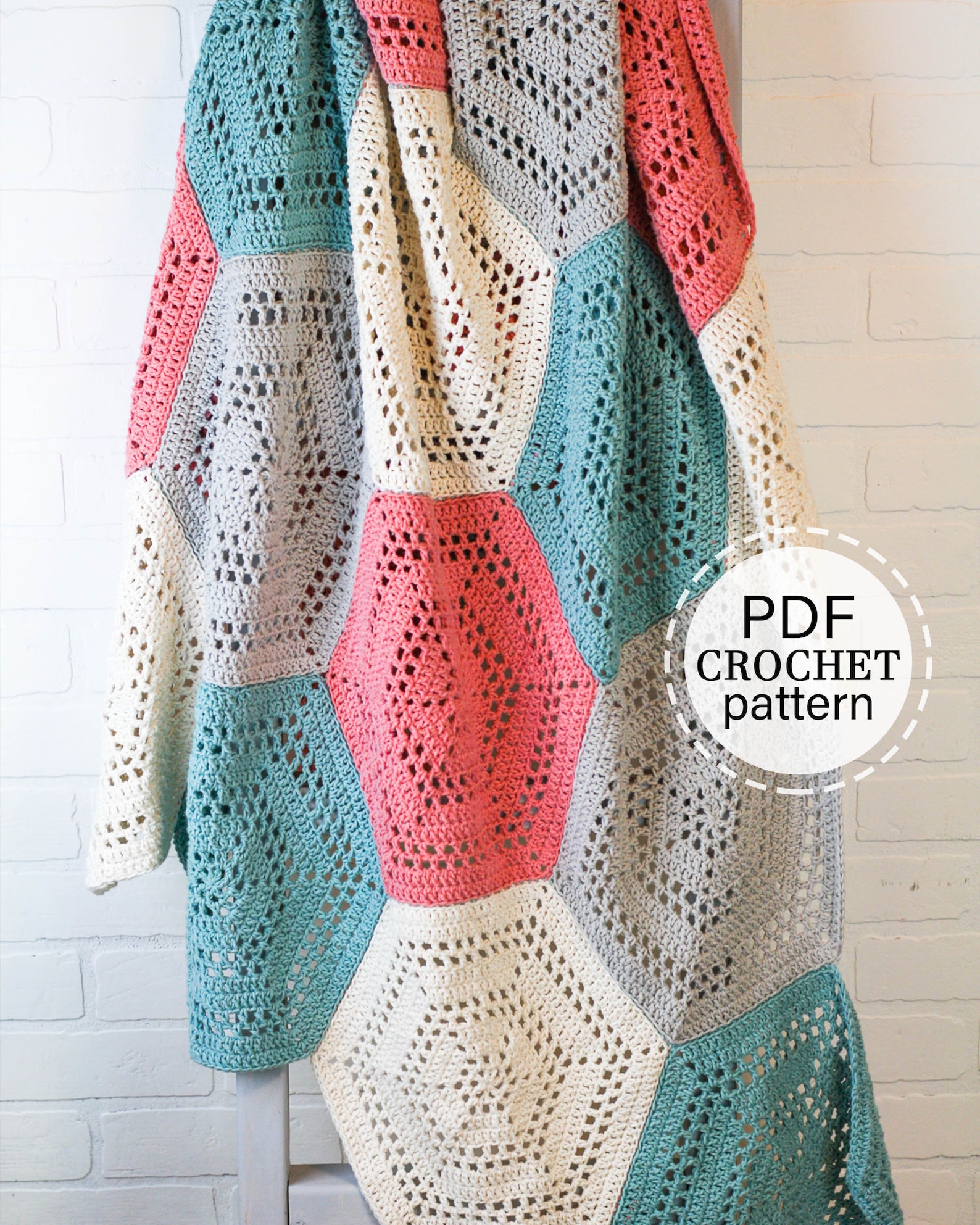CROCHET PATTERN X Crochet Hexagon Blanket Pattern English Pdf - Etsy