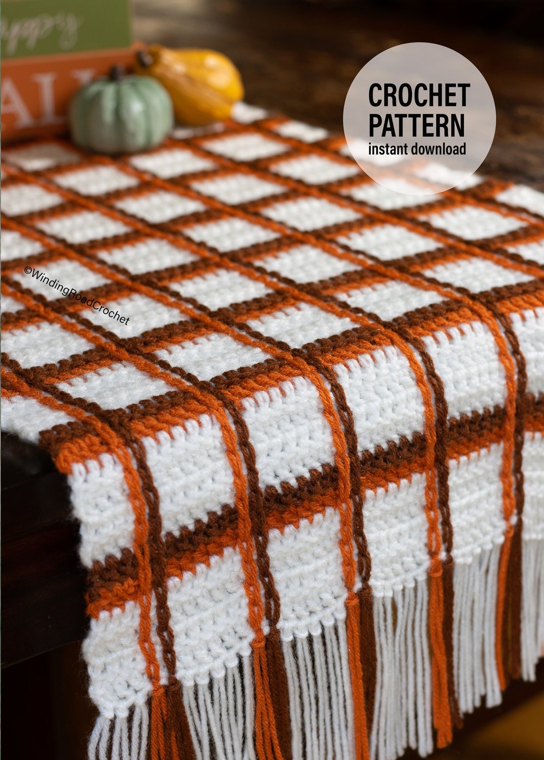 CROCHET PATTERN X Crochet Tartan Plaid Table Runner Pattern, English ...