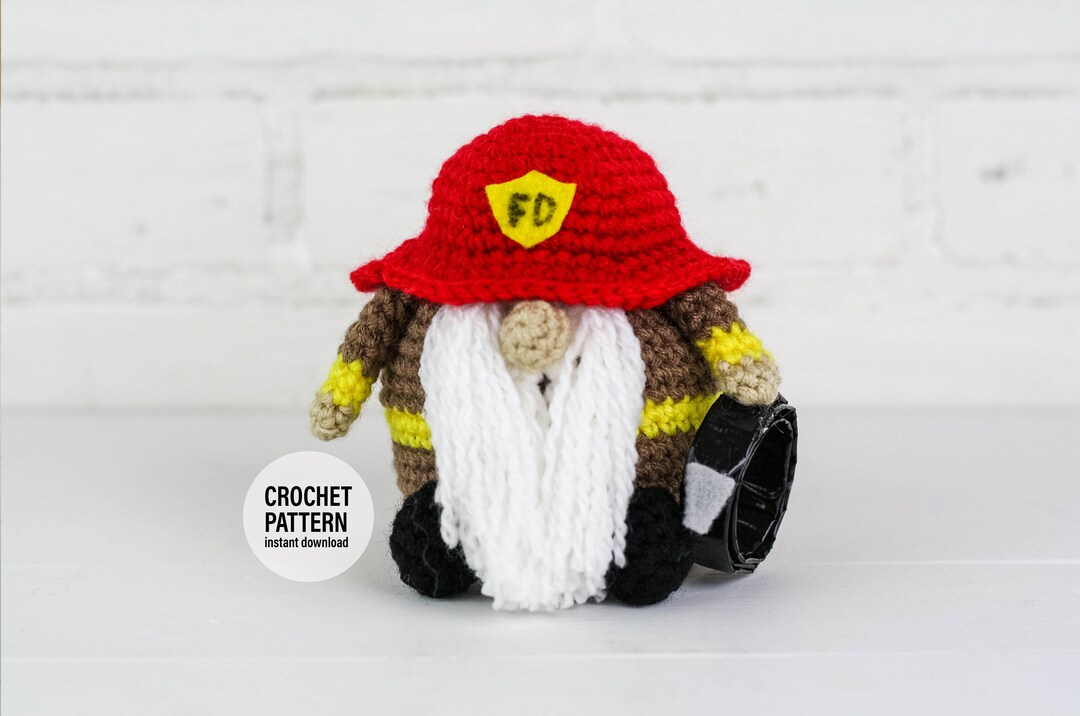 CROCHET PATTERN X Firefighter Gnome X English PDF Pattern Only X ...