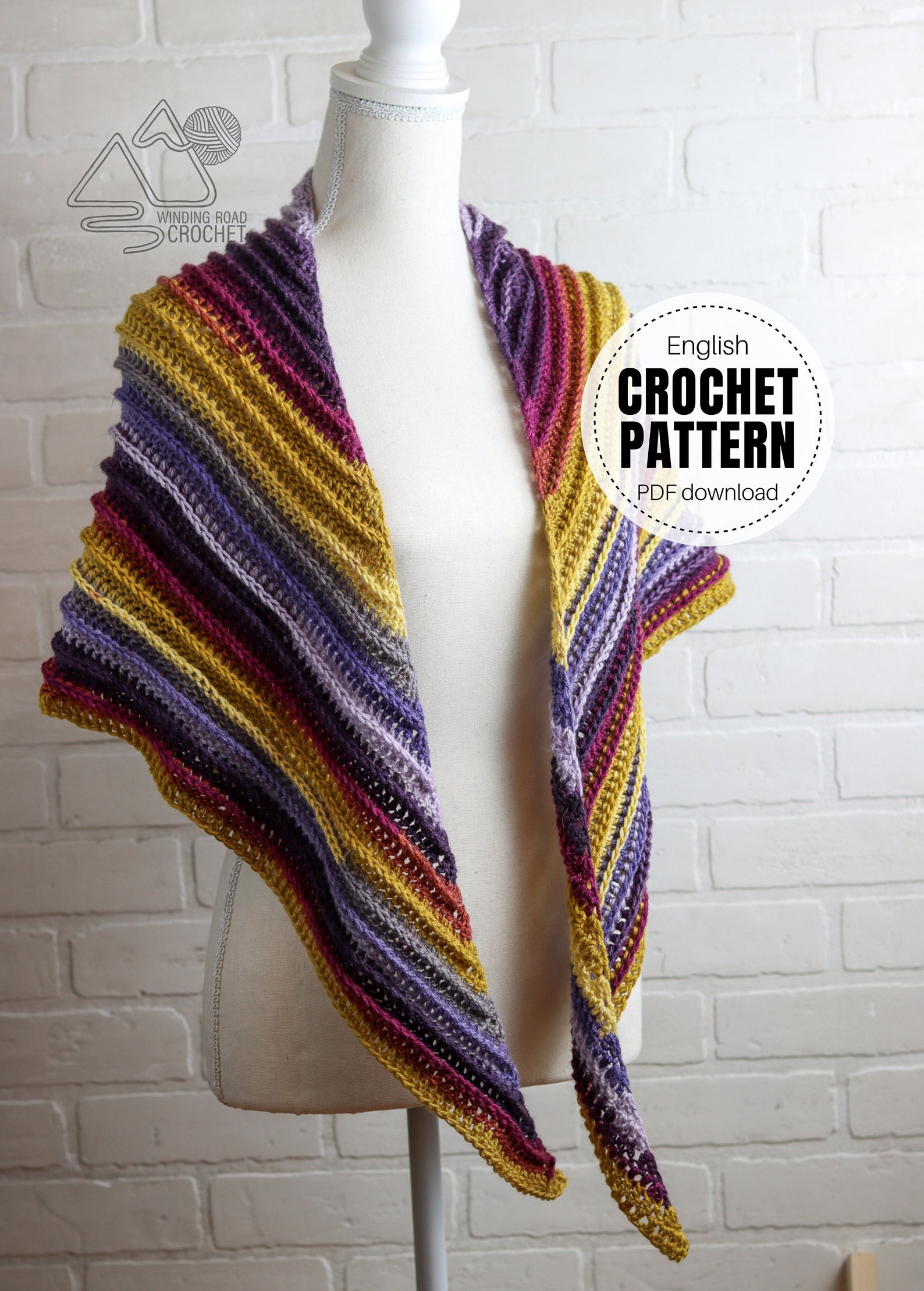 CROCHET PATTERN X Crochet Triangle Shawl Pattern English PDF - Etsy