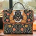 Faux-embroidered Twin Foxes Flowers Handbag & Clutch Wallet Set, Boho ...