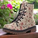 Cottage Floral Vegan Boots, Boho Witchy Pink Floral Boots, Wildflower ...
