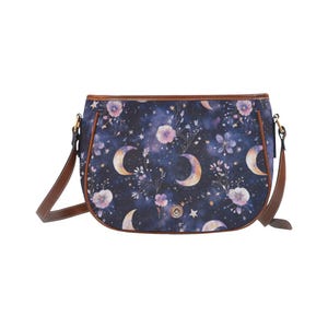 Whimsical Watercolor Floral Moons Crossbody Saddle Bag, Witchy Boho ...