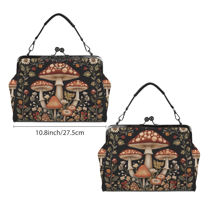 Vintage Mushrooms & Flowers Kisslock Purse: Forest Cottagecore ...