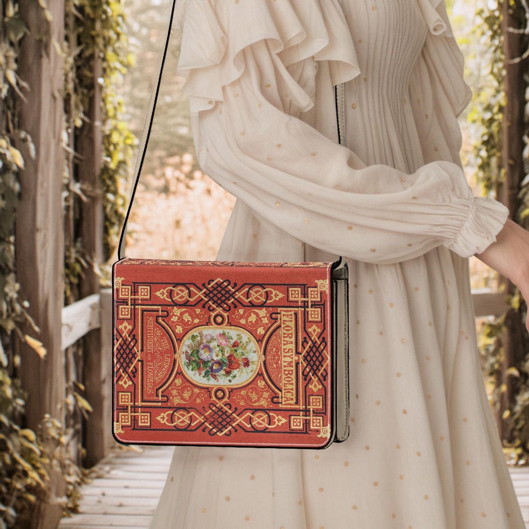Flora Symbolica Book-shaped Purse, Victorian Flower Book Crossbody ...