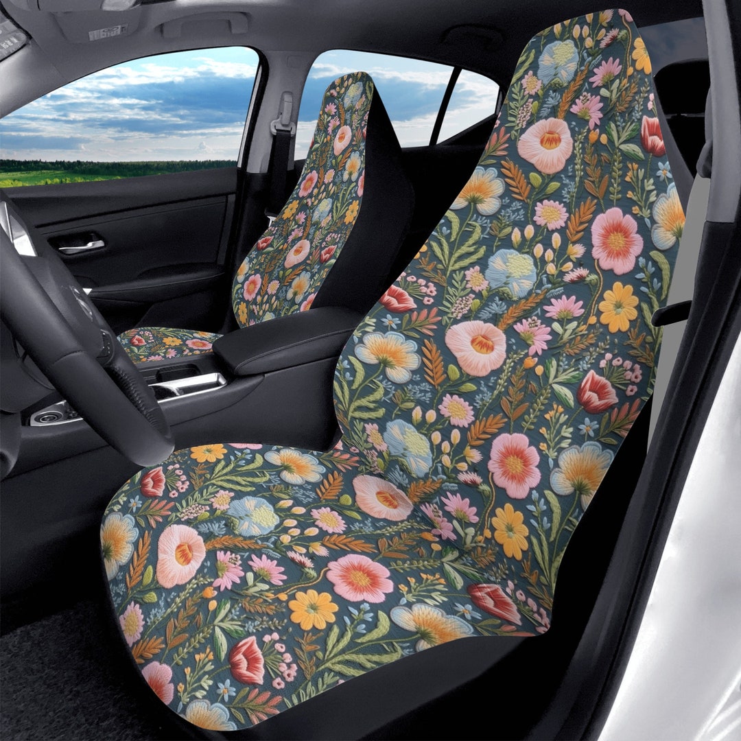 Faux Embroider Flowers Cottagecore Car Accessories, Sweet Floral Seat ...