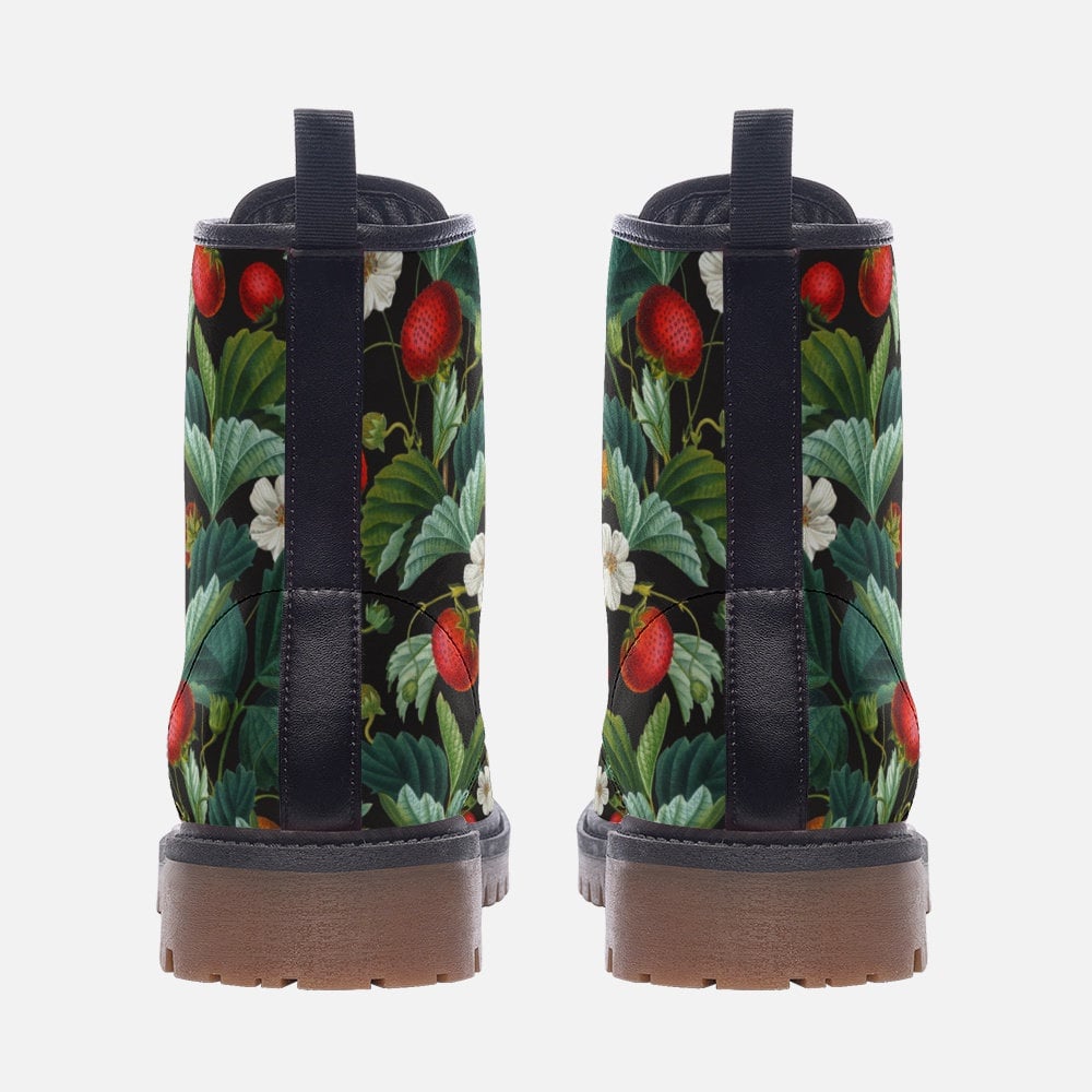 Cottagecore Strawberries Boots, Country Cottage Vegan Boots, Strawberry ...