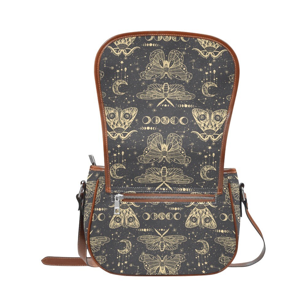 Celestial Moths Saddle Bag, Dark Cottagecore Witchcore Cross Body Purse ...
