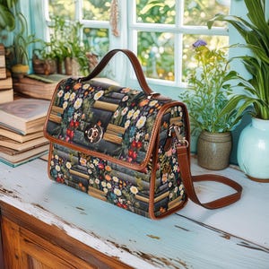 Cottage Books Satchel Purse, Witchy Crossbody Bag With Books ...