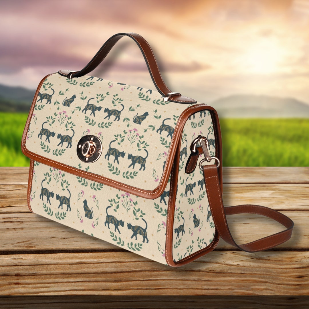 Boho Cottagecore Cats Witchy Canvas Satchel Bag Boho Cats - Etsy