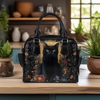 Cottagecore Boho Cats Green Satchel Handbag, Witchy Cat Bag, Ginger Cat ...
