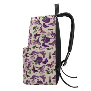 Vintage Naturalist Goblincore Backpack, Purple Nature Birds Mushrooms ...