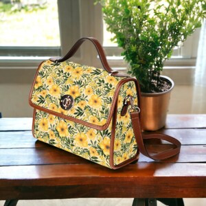 Cottagecore Floral Satchel, Yellow Watercolor Flowers Handbag, Cottage ...