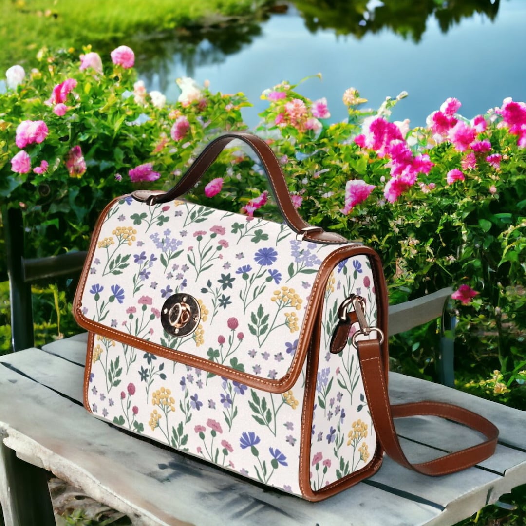 Boho Cottagecore Witchy Canvas Satchel Bag, Petite Wildflowers Satchel ...