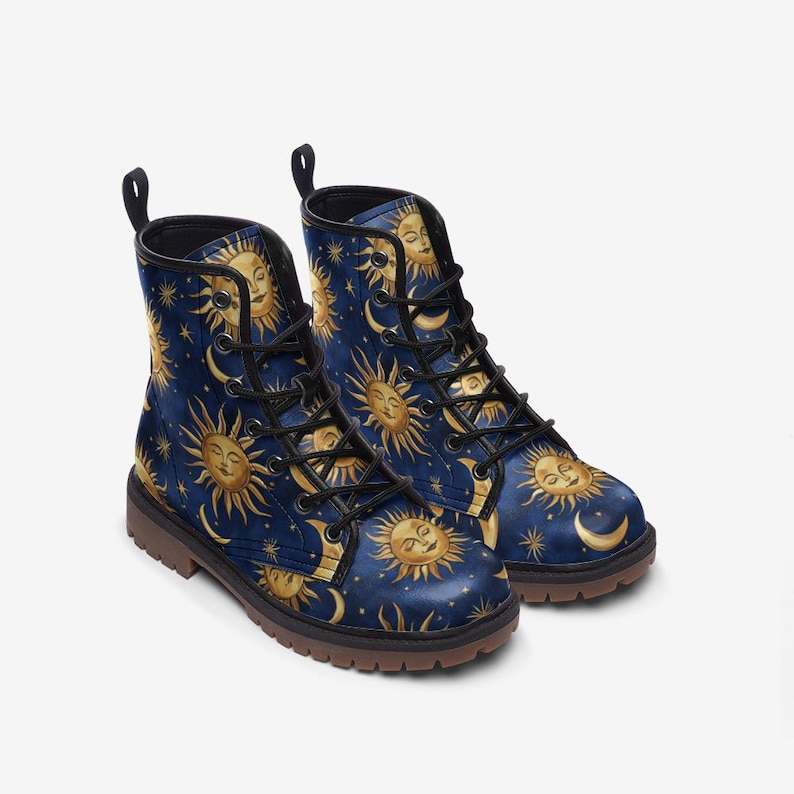 Celestial Sun & Moon Vegan Boots, Whimsigoth Witchy Footwear, 90s ...