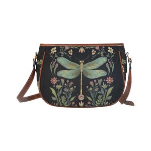 Dragonfly Crossbody Bag, Witchy Dragonfly Saddlebag, Botanical ...
