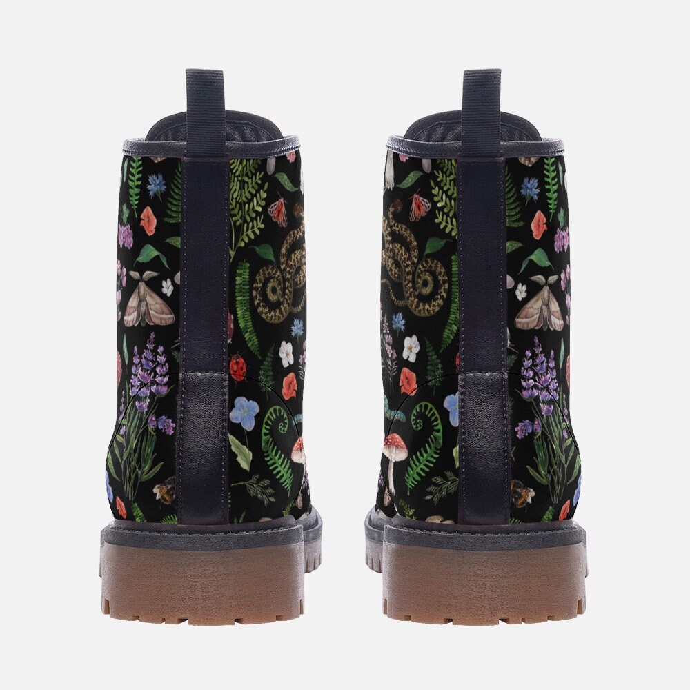 Forestcore Boots, Woodland Mushrooms Combat Boot, Vegan Combat Boots ...