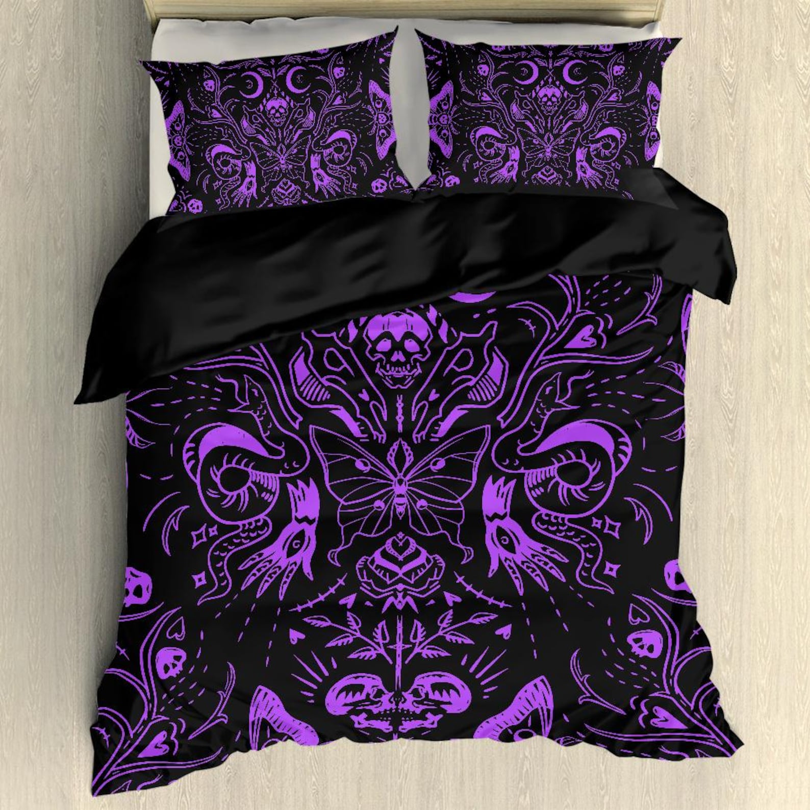 Whimsigoth 3 Piece Bedding Set Witchcore Decor Purple Black Gothic ...