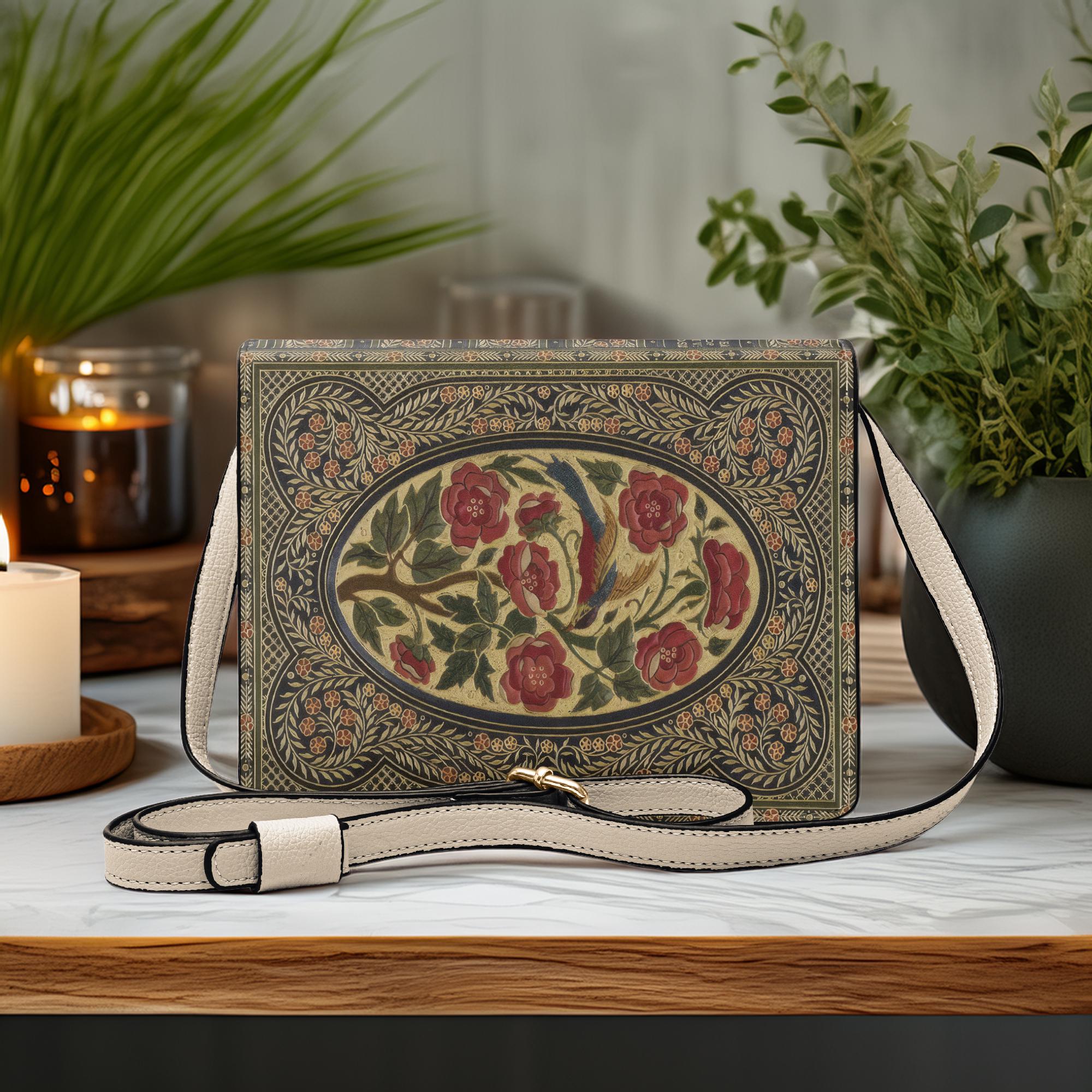 Victorian Poetry Book-shaped Purse, Vintage Floral Faux Book Bag ...
