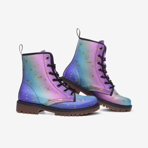 Pastel Rainbow Vegan Combat Boots Fantasy Vegan Boots - Etsy