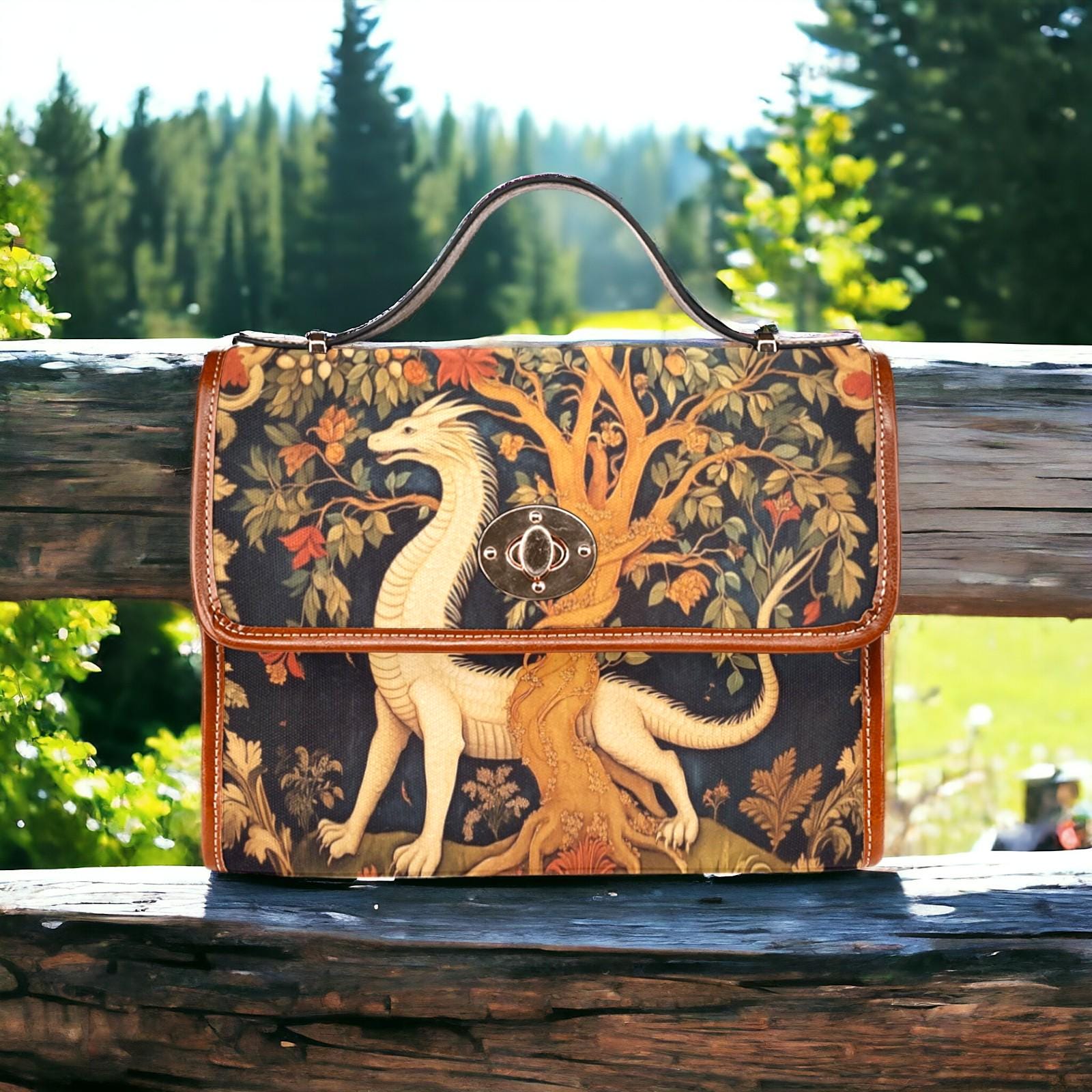 Medieval Woodland Dragon Satchel, Cottagecore Dragon Cross Body Bag ...