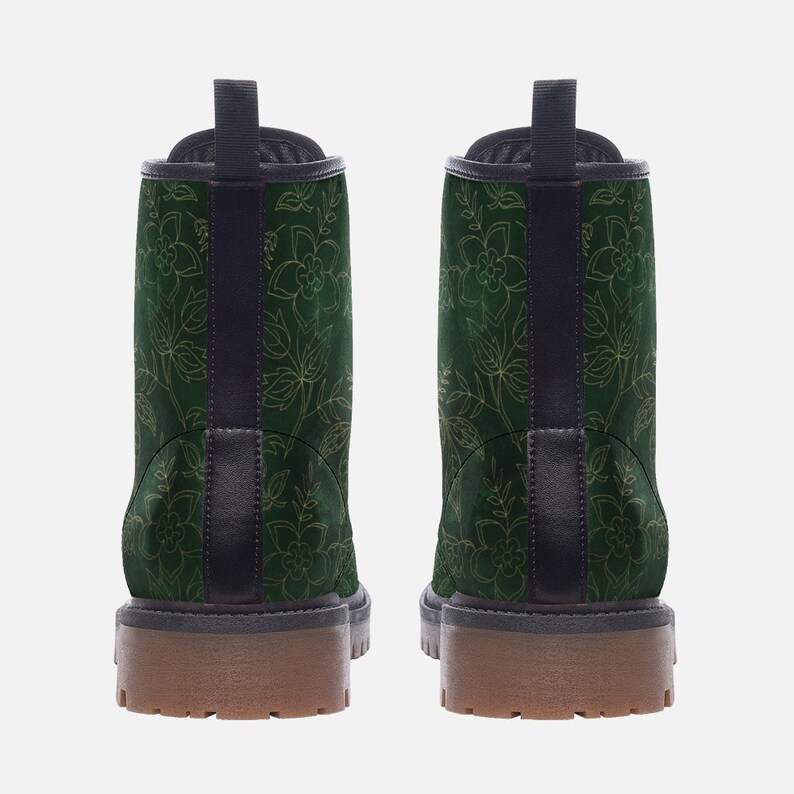 Emerald Green Vegan Leather Combat Boots, Witchy Combat Boots, Green ...