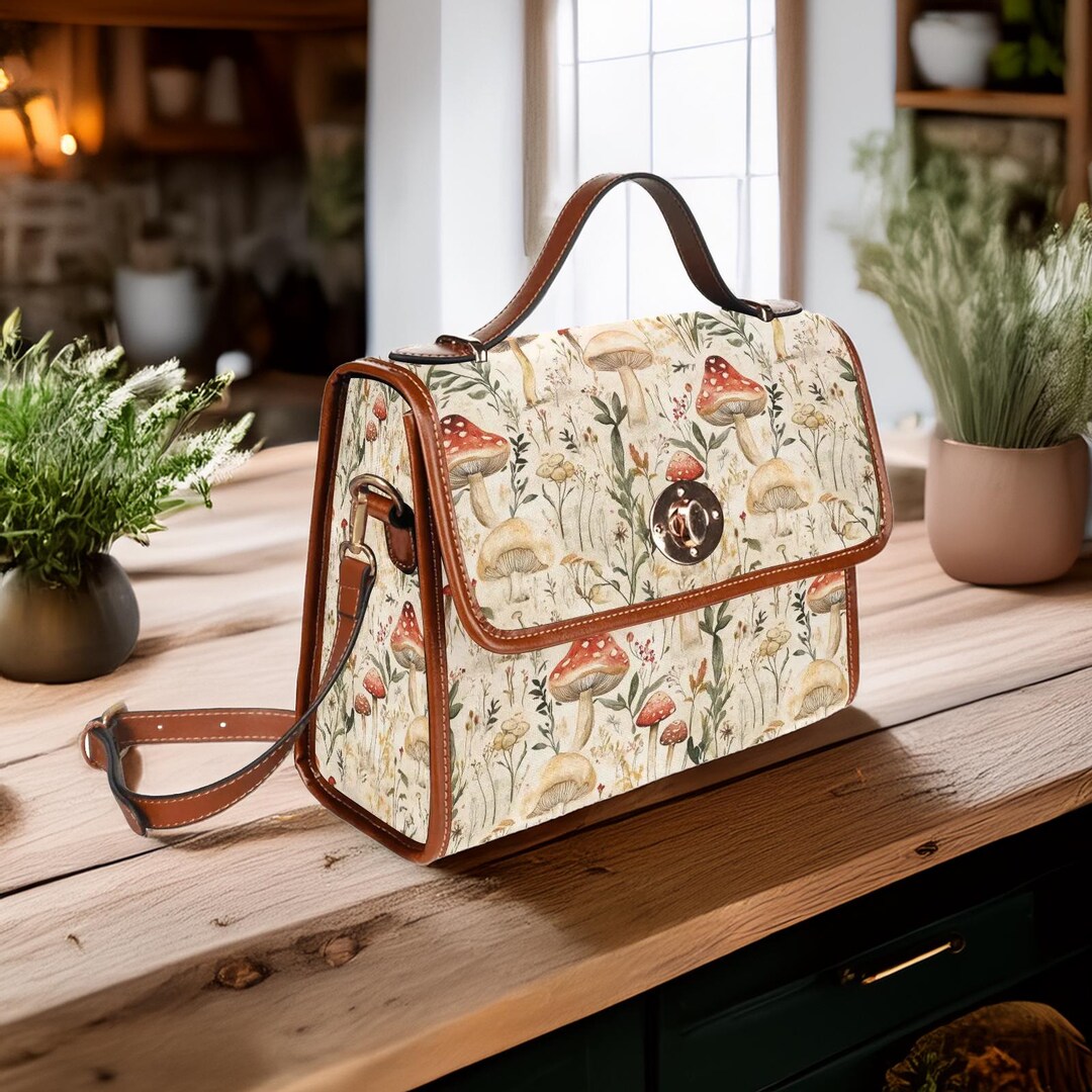 Cottagecore Satchel Purse – Forestcore Mushroom Handbag With Botanical ...