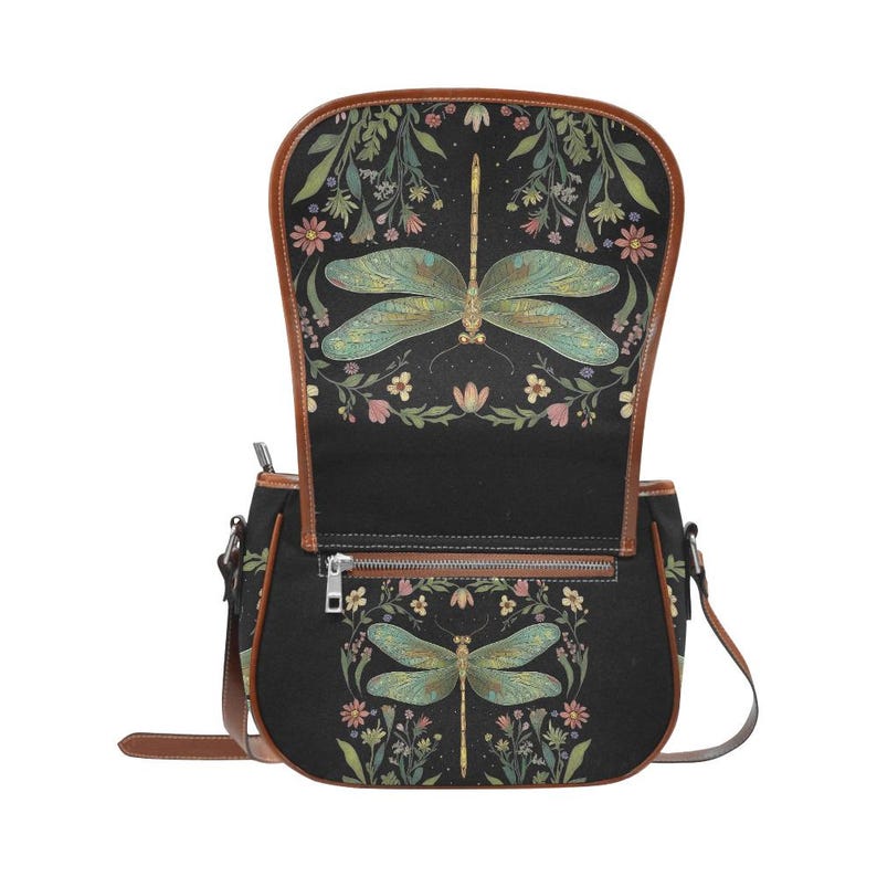 Dragonfly Crossbody Bag, Witchy Dragonfly Saddlebag, Botanical ...