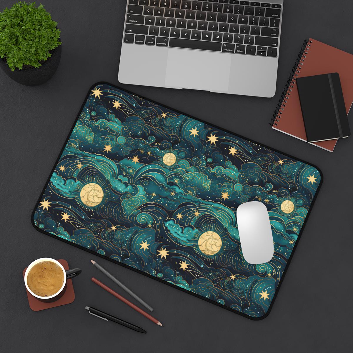 Celestial Skies Desk Mat, Stary Night Moons Mouse Pad, Celestial Stars ...