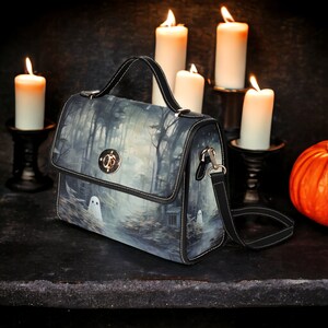 Sweet Gothic Ghostie Canvas Satchel, Haunted Forest Lonely Ghostie ...