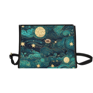 Boho Celestial Starry Night Sky and Moon Handbag, Boho Cottagecore ...