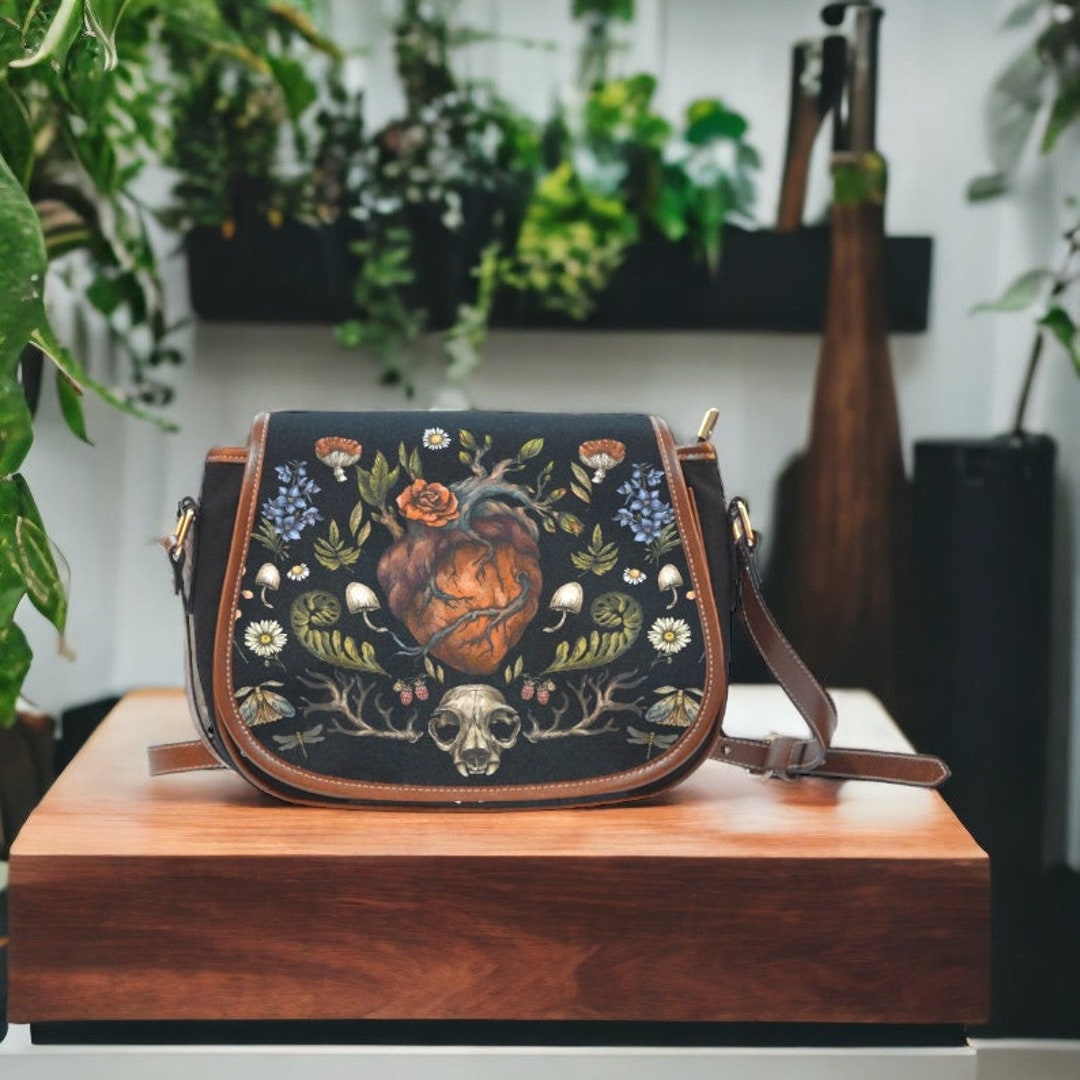 Goblincore Canvas Saddle Bag, Dark Cottagecore Witchcore Cross Body ...