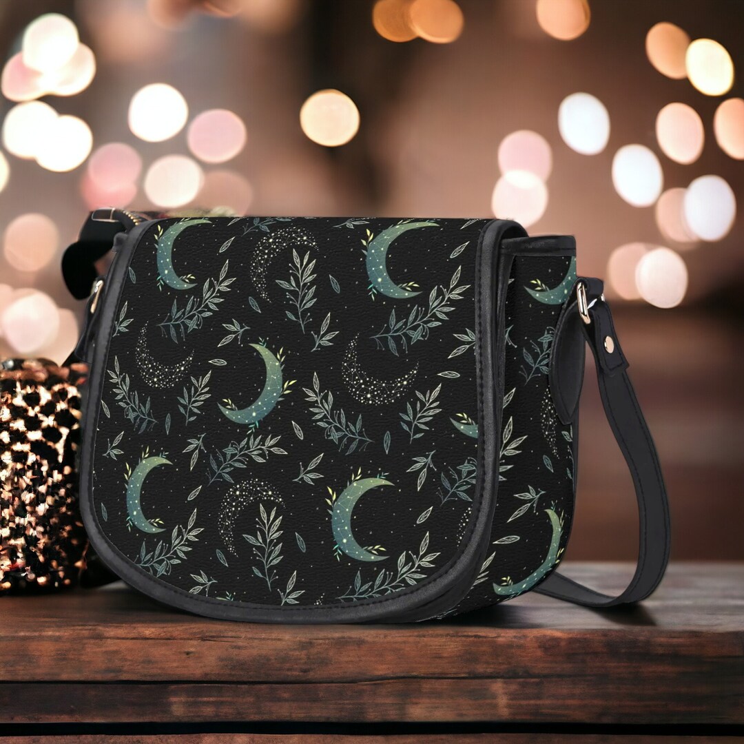 Witchy Moons Vegan Leather Saddle Bag Purse, Cottage Goth Purse ...