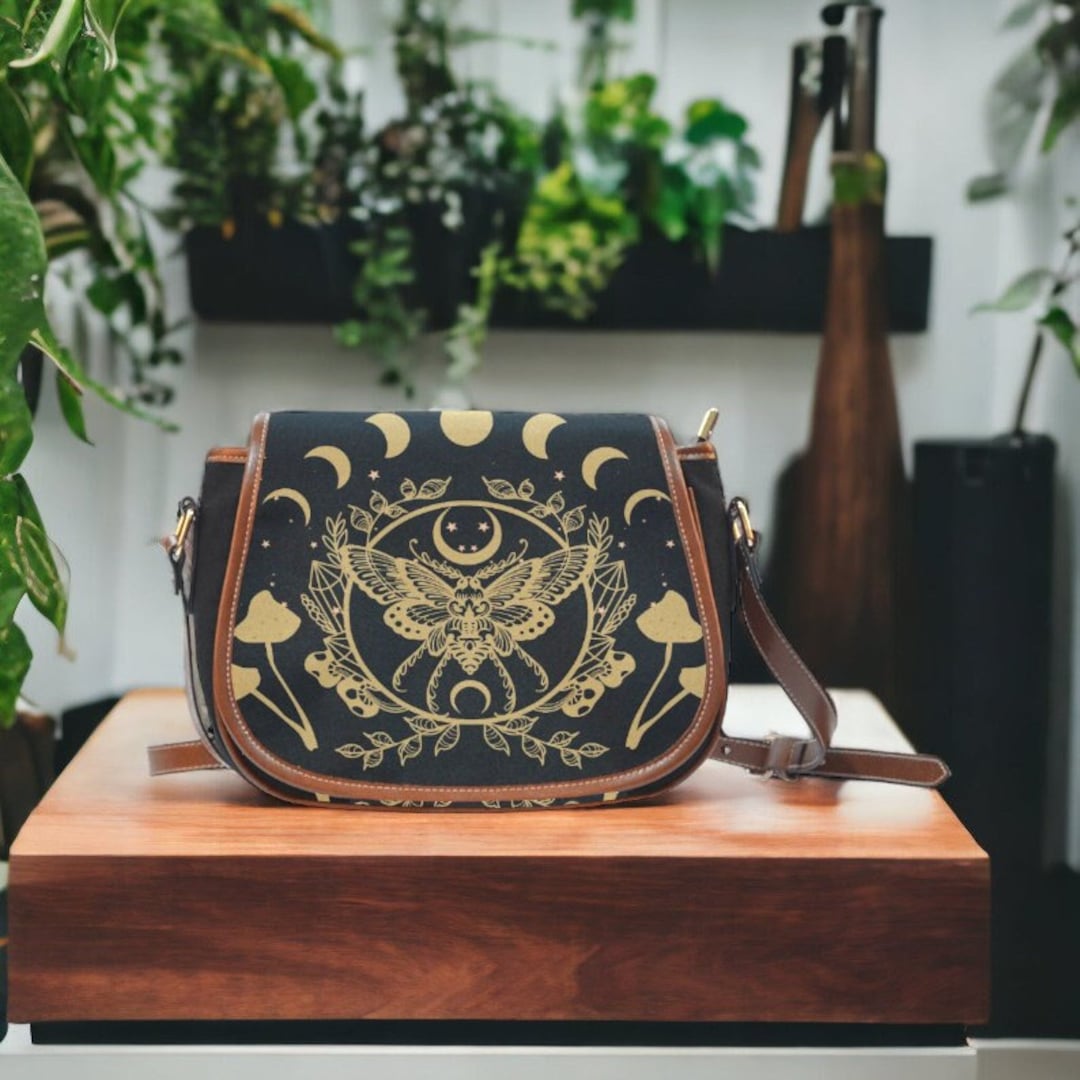 Goblincore Celestial Moth Saddle Bag, Dark Cottagecore Witchcore Cross ...