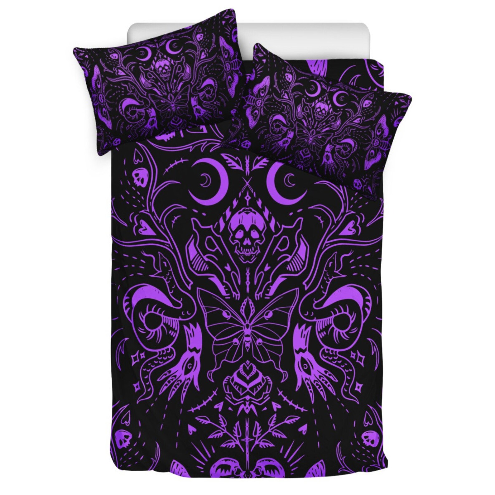 Whimsigoth 3 Piece Bedding Set Witchcore Decor Purple Black Gothic ...