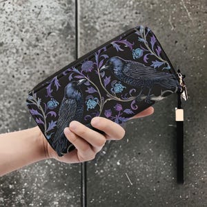 Gothic Raven's Roost Handbag and Clutch Wallet Set, Vegan Leather ...