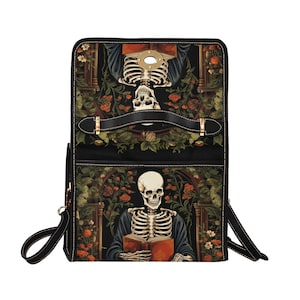 Gothic Skeleton Reading Satchel, Dark Academia Skeleton Library Floral ...