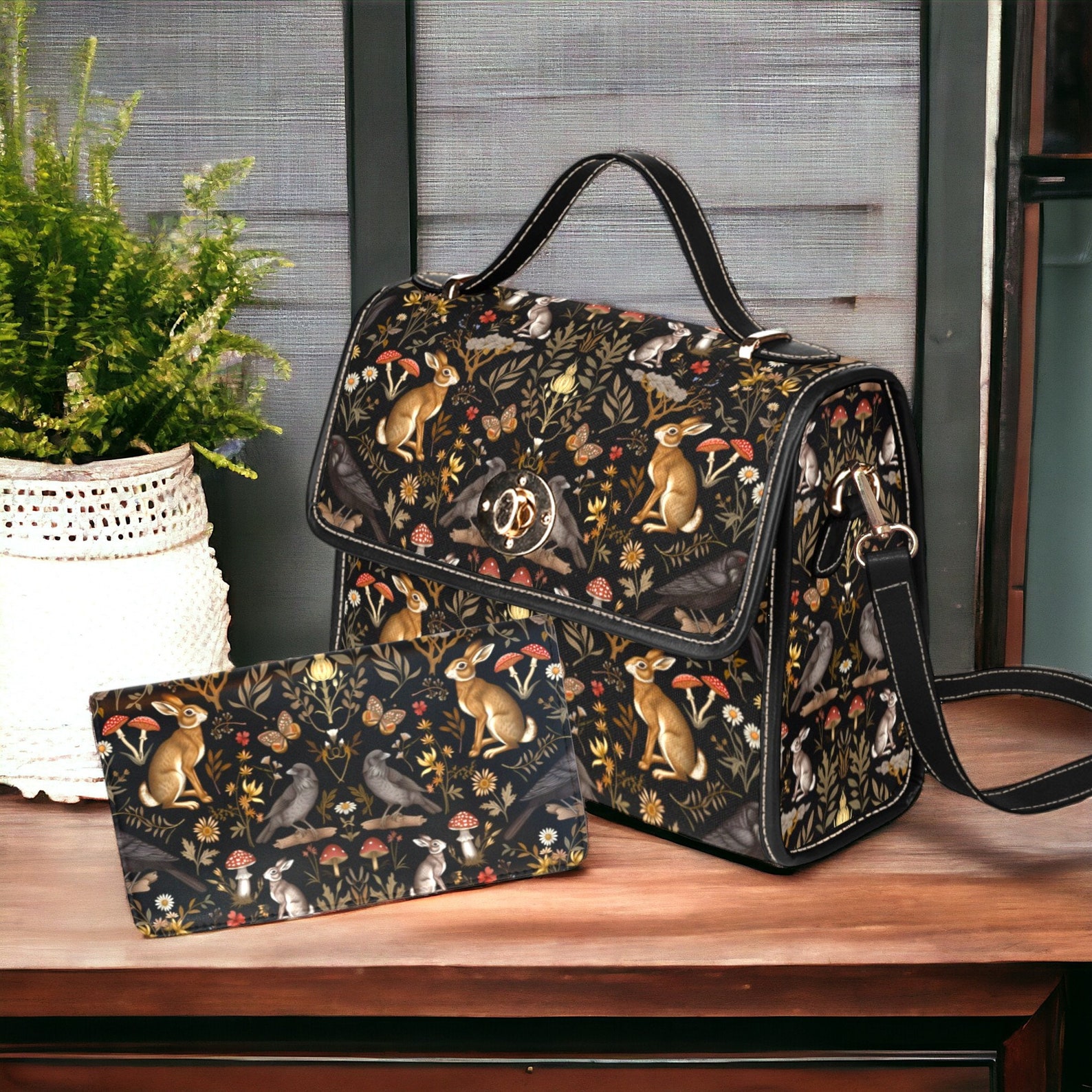 Darkest Forest Witchy Satchel Bag & Wallet Set, Cottage Goth Forest ...