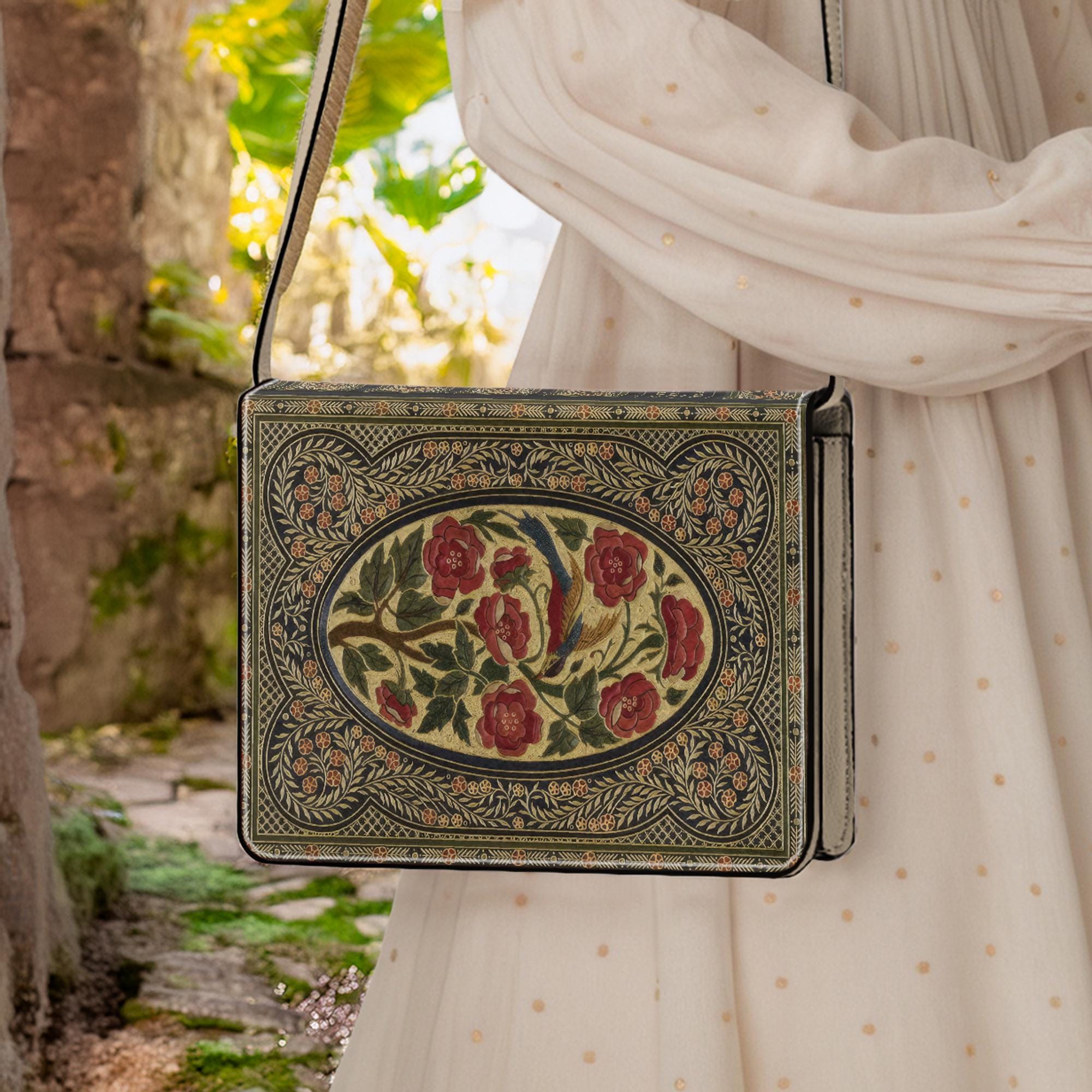 Victorian Poetry Book-shaped Purse, Vintage Floral Faux Book Bag ...