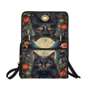 Dark Cottage Goth Witchy Cat and Floral Satchel, Dark Cottagecore Black ...